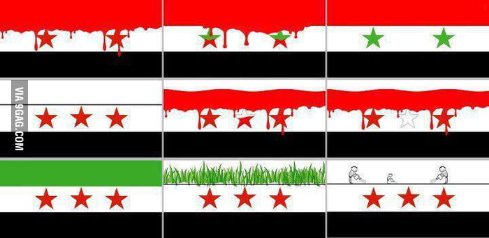 Evolution of Syrian flag (right to left) - 9GAG