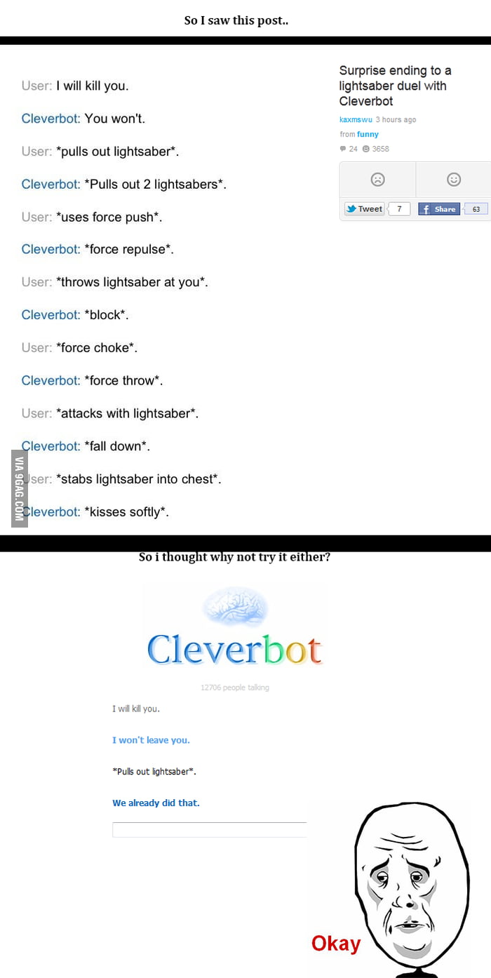 Cleverbot surprising answer - 9GAG