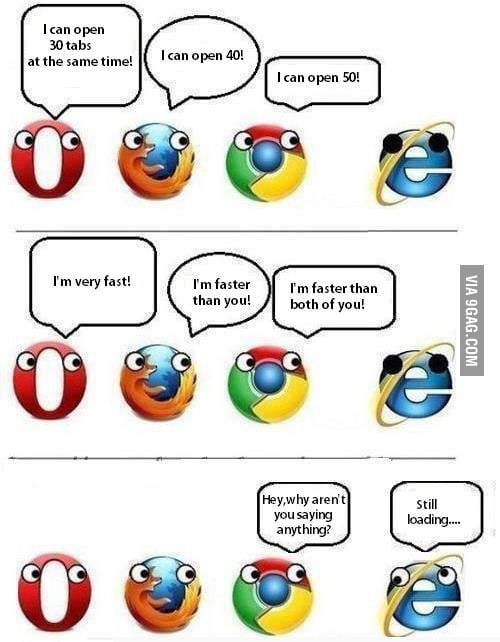 Web browsers arguing - 9GAG