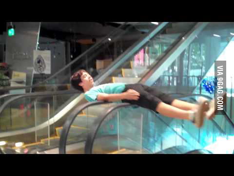 EPIC Escalator Trick FAIL!! - 9GAG