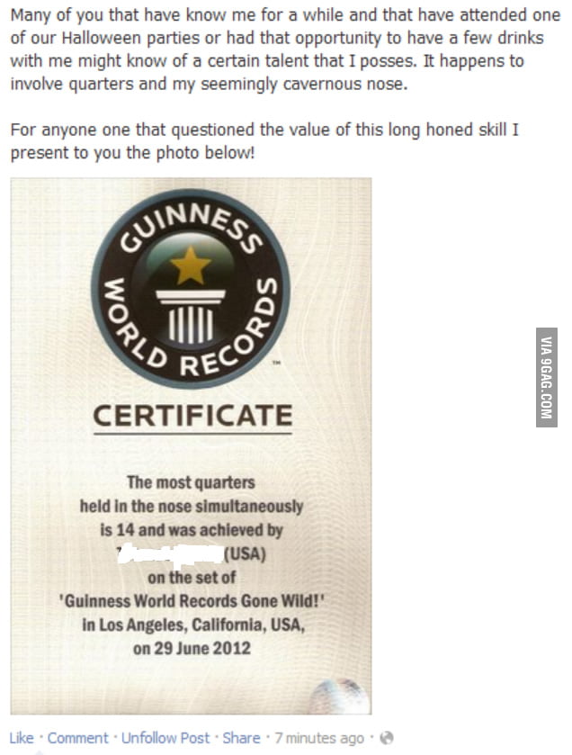 My friend just broke the greatest Guinness World Record - 9GAG
