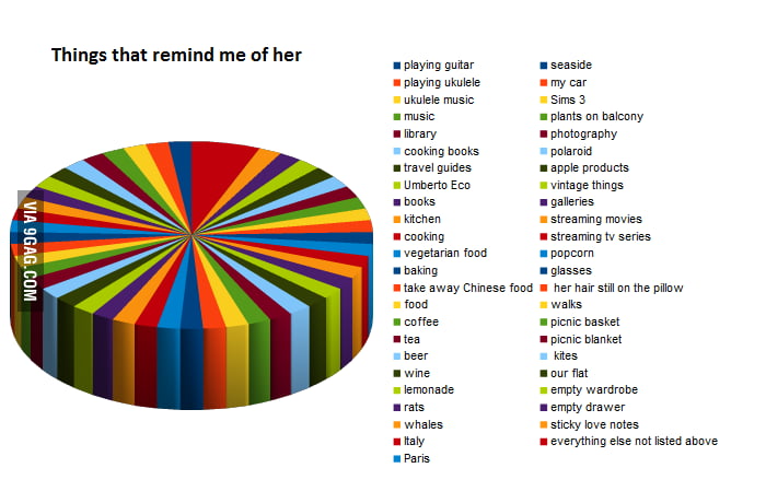 Pie chart of things that remind me of her - 9GAG