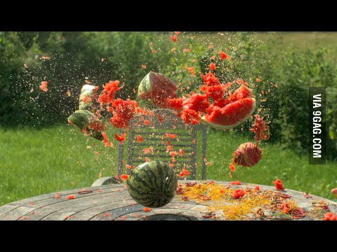 Rubber band Vs Watermelon - 9GAG