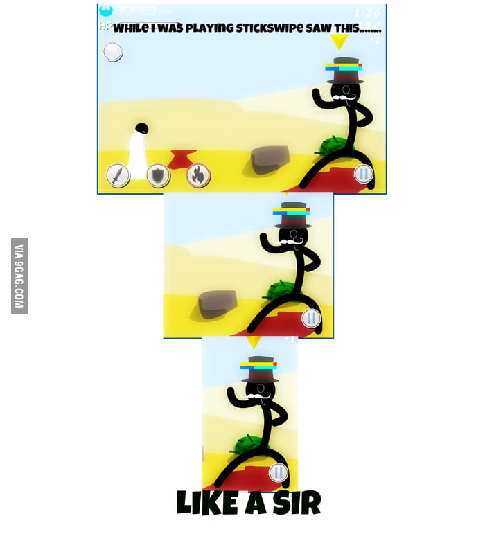 While playing stick swipe... - 9GAG