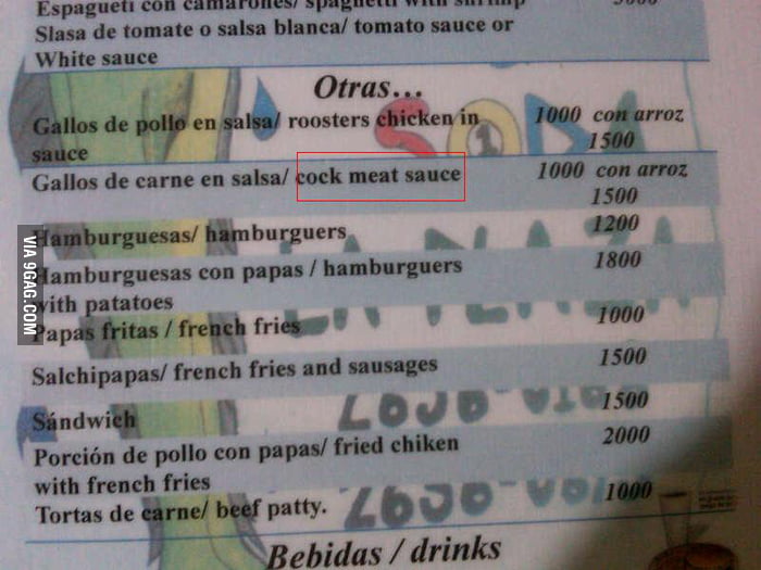 Menu @Costa Rica... - 9GAG