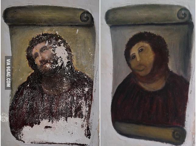 Painting restoration Fail - 9GAG
