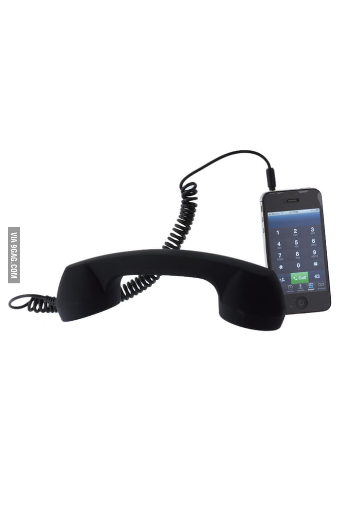 Go old school with your cell phone! Plug it in and talk - 9GAG