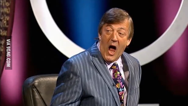 Stephen Fry shock face - 9GAG