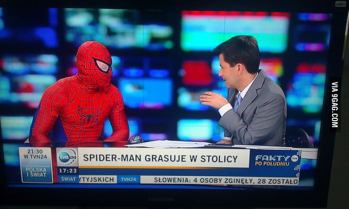 Main Polish news channel: interview with Spiderman - 9GAG