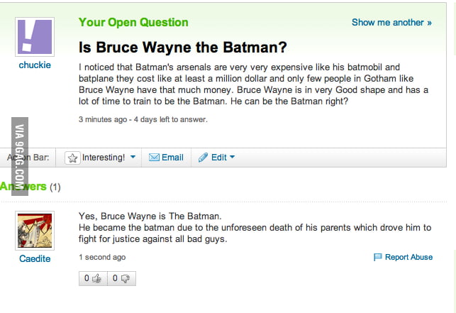 Bruce wayne might be the batman!!! - 9GAG