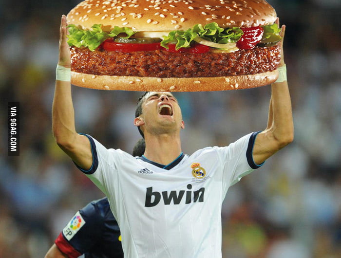 Just Ronaldo....eating a giant burger. - 9GAG