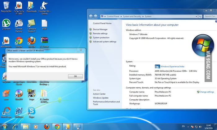 Oh.. I'm using windows 7 fake??... - 9GAG