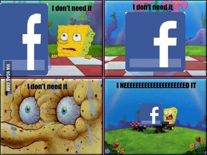 The awkward moment when even spongebob needs facebook. - 9GAG
