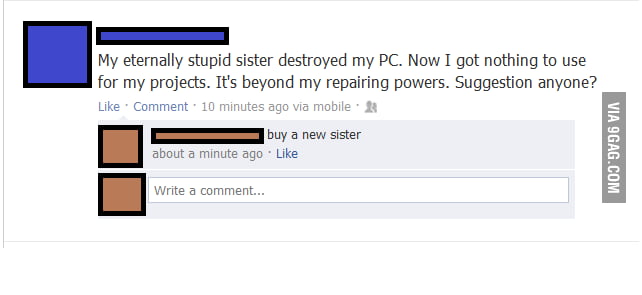 A solution to sister problems - 9GAG