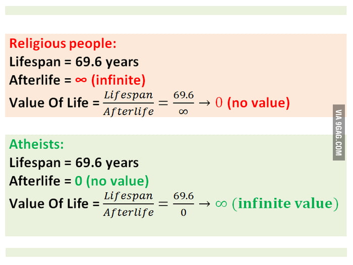 Religion vs. Atheism ( now in Math form ) - 9GAG