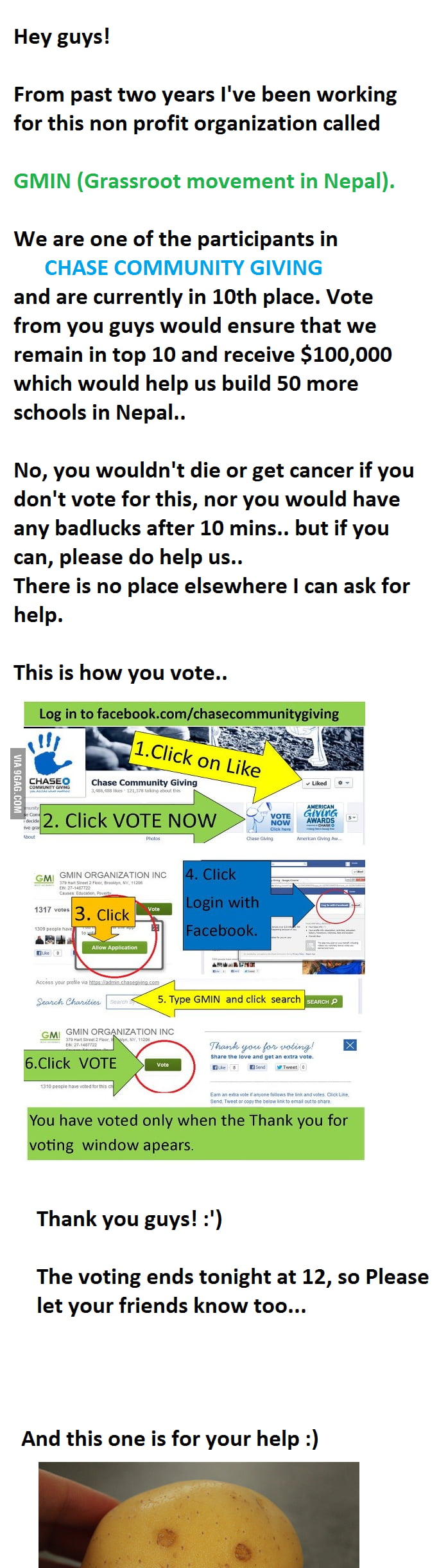 Help on Chase Community Giving maybe? - 9GAG