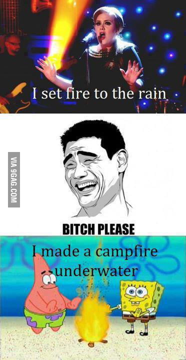 Spongebob wins.... Spongebob doesn't respect physics - 9GAG