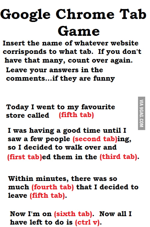 Google Chrome Tab Game - 9GAG