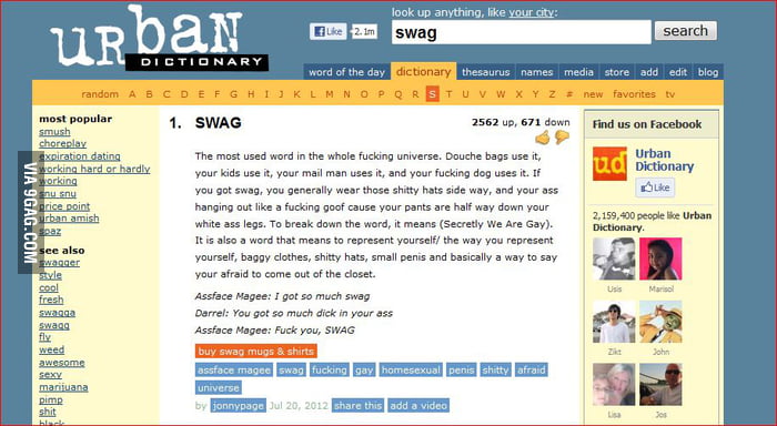 Urban dictionary on swag - 9GAG