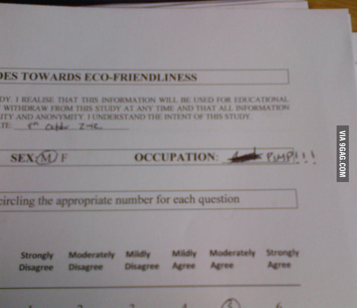 Just one of my questionnaire respondents... - 9GAG