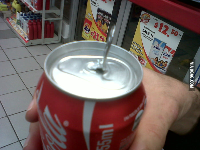 Soda can opening FAIL - 9GAG