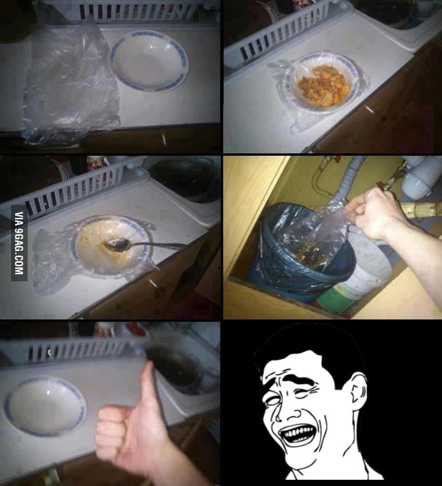 How to NO wash dishes - 9GAG