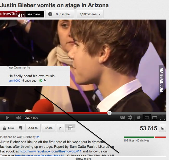 Justin Bieber finally heard his own music - 9GAG