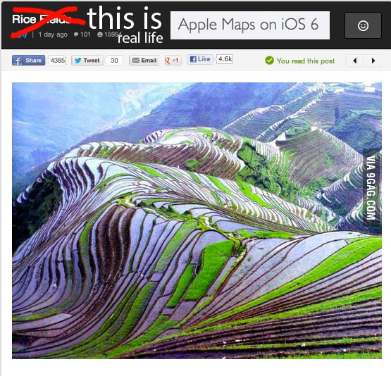 Real life apple maps on ios 6 - 9GAG