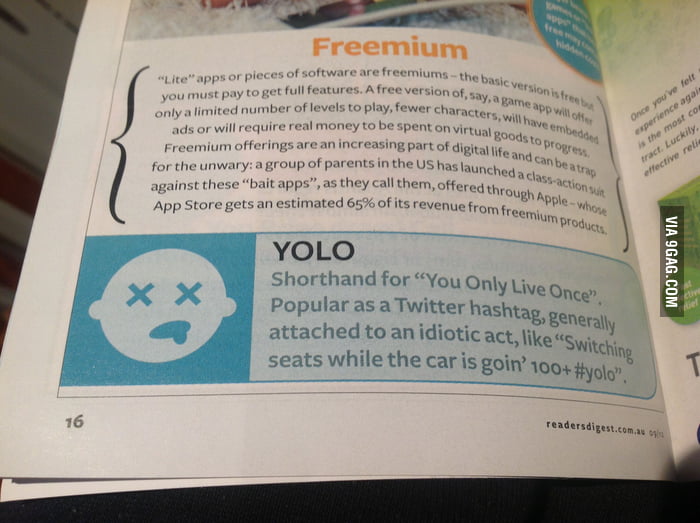 Reader's Digest on YOLO - 9GAG