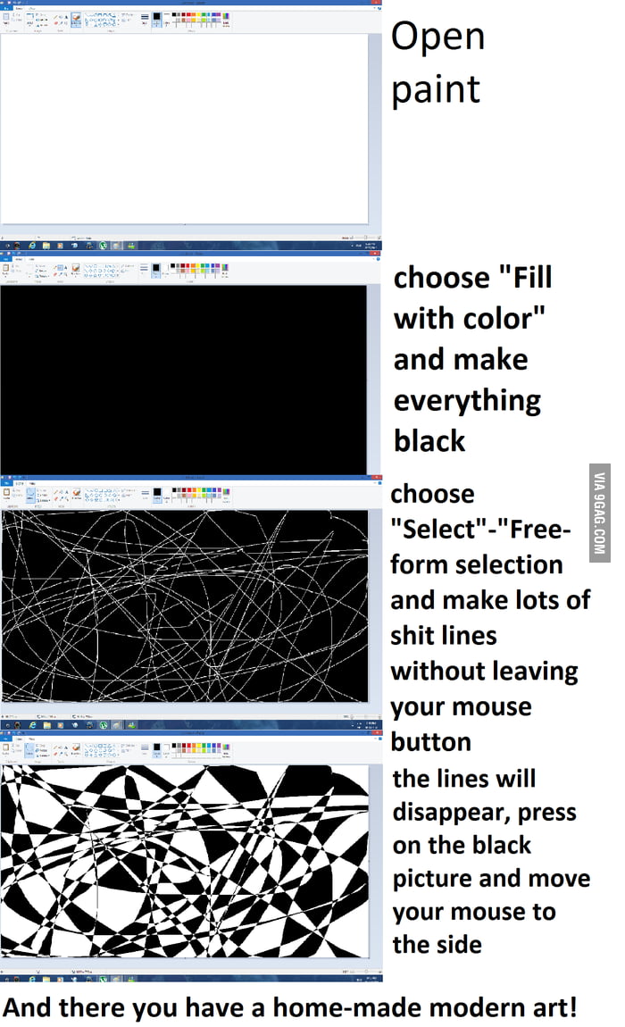 Home-made modern art tutorial - The Easy Way! - 9GAG