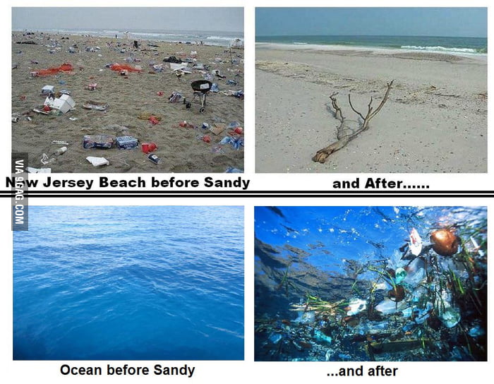The ocean before and after Hurricane Sandy - 9GAG