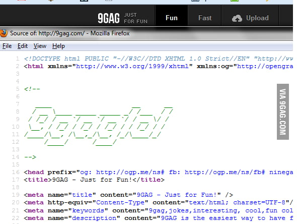 9GaG HTML Code Easter egg (Zoomed) - 9GAG