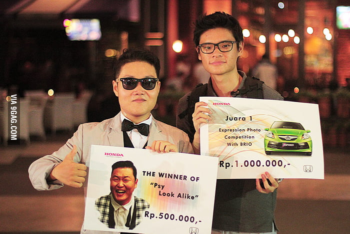 So my friend won a PSY look-alike contest - 9GAG