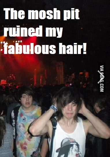 Emo kid can't handle a good mosh pit - 9GAG