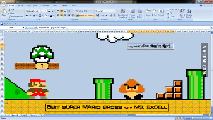 8bit super mario bross with MS. excell - 9GAG