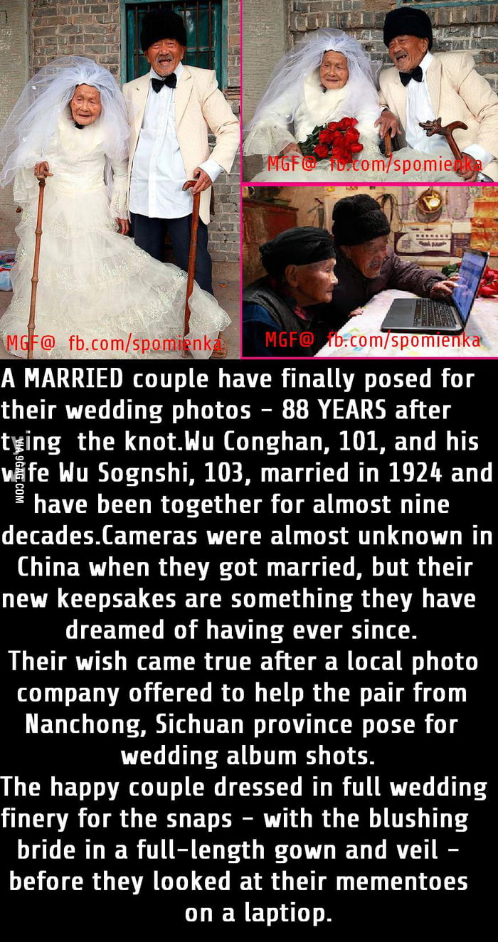 The World's Oldest Bride And Groom. - 9GAG