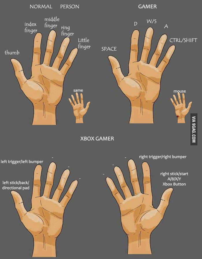 Gamers, hand, type, pc, xbox, normal - 9GAG