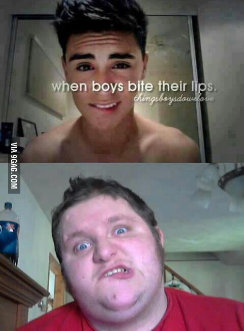 When boys bite their lips.. - 9GAG