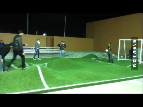 That's a weird looking soccer field - 9GAG
