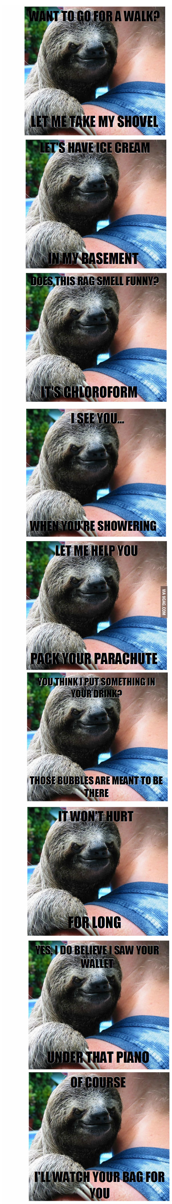 Suspiciously evil sloth - 9GAG