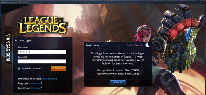 My Queue In LoL Log In Is Literally Over 9000!! - 9GAG