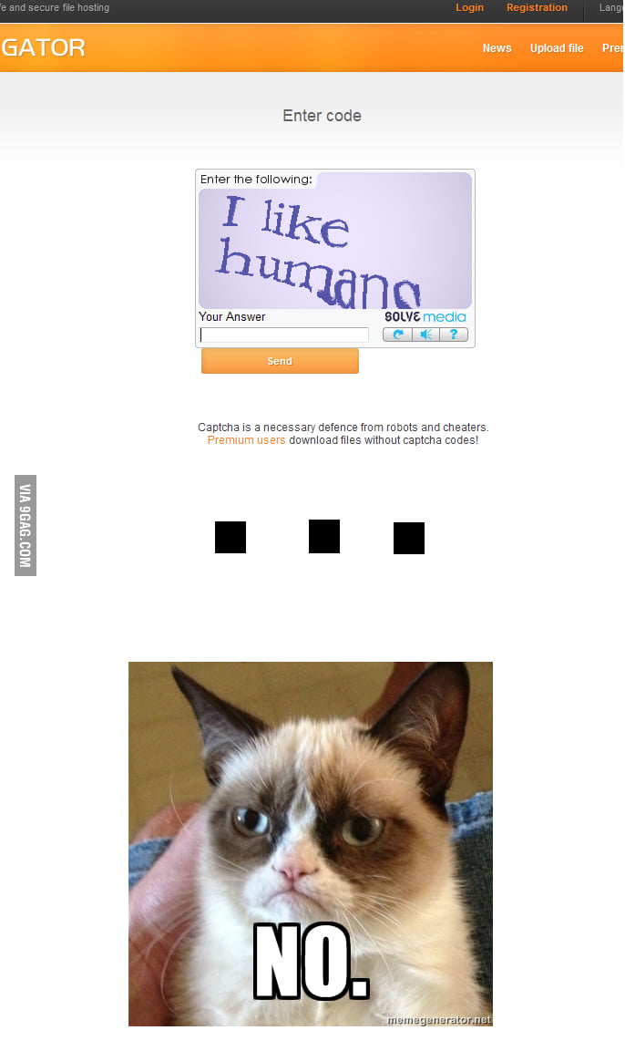 Grumpy cat about captchas - 9GAG