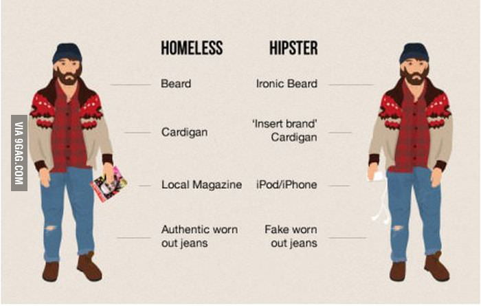 Difference between hipster and homeless - 9GAG