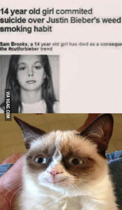Grumpy cat is happy - 9GAG