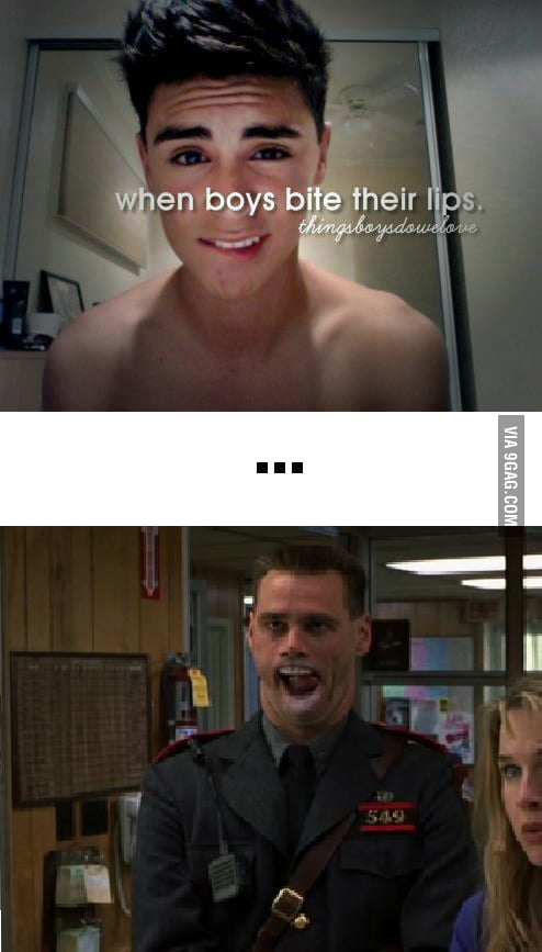 When boys bite their lips - 9GAG