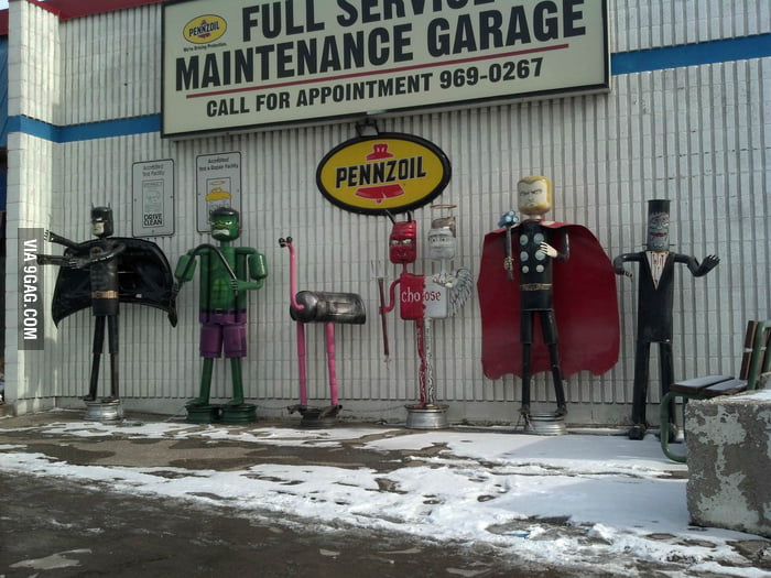 Local car shop makes awesome art from old parts - 9GAG