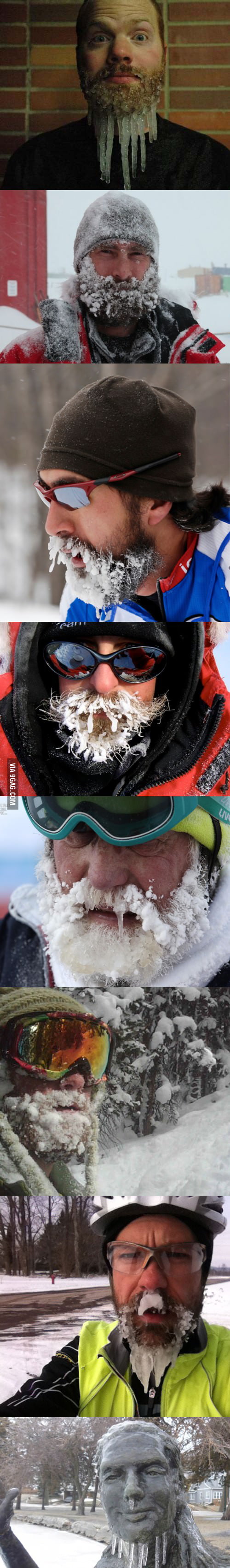 Epic freezing beard ! - 9GAG