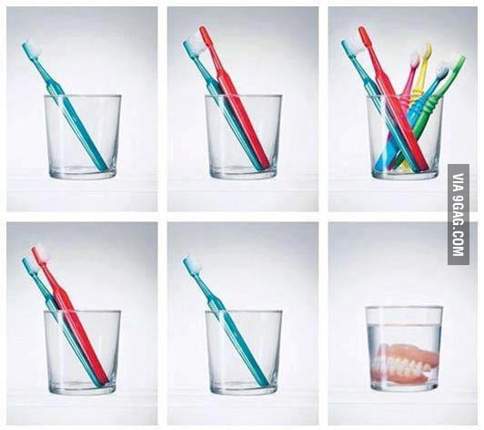Life, explained with toothbrushes. - 9GAG