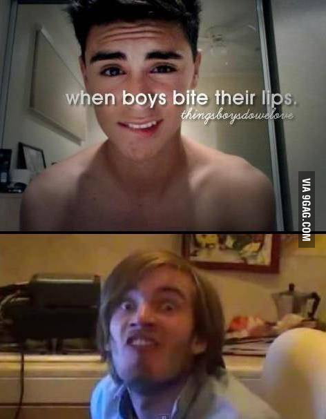 When boys bite their lips - 9GAG