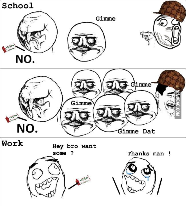 Difference between school and work - 9GAG